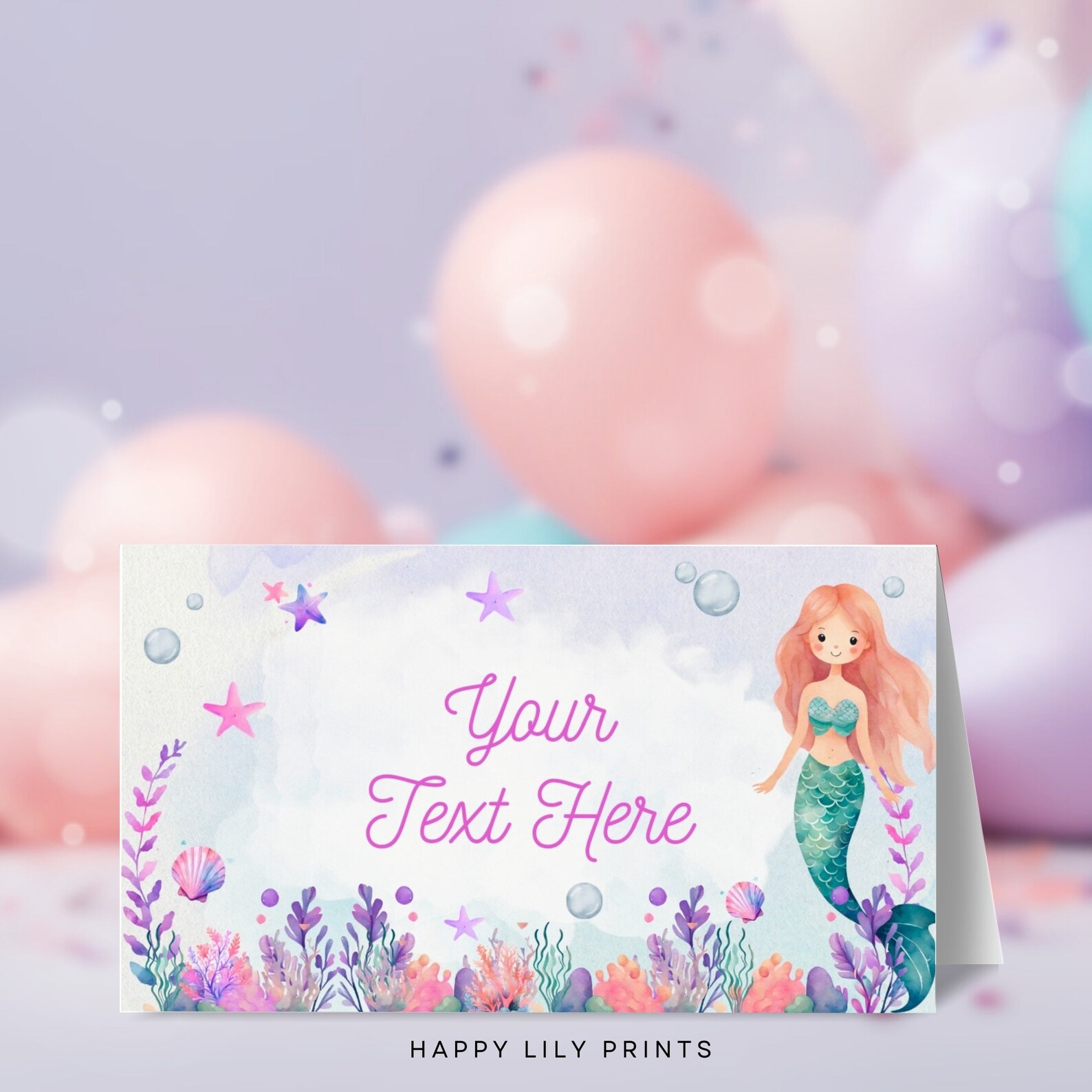 Editable Mermaid Birthday Food Label, Mermaid Party Food Tent Cards ...