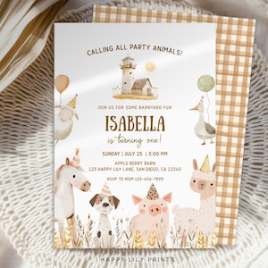 Calling All Party Animals Farm Invitation, Editable Farm Theme Invite ...
