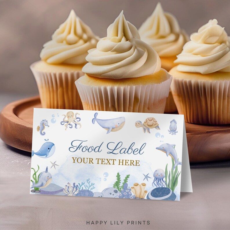 Editable Under the Sea Food Label, Under the Sea Birthday Food Tent ...