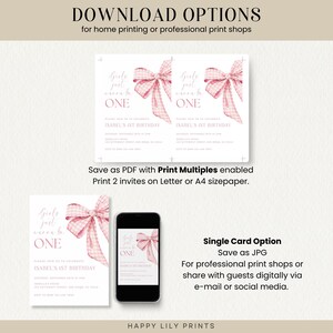 Girls Just Wanna Be ONE Invite, Pink Bow Invitation for Birthday 1st ...