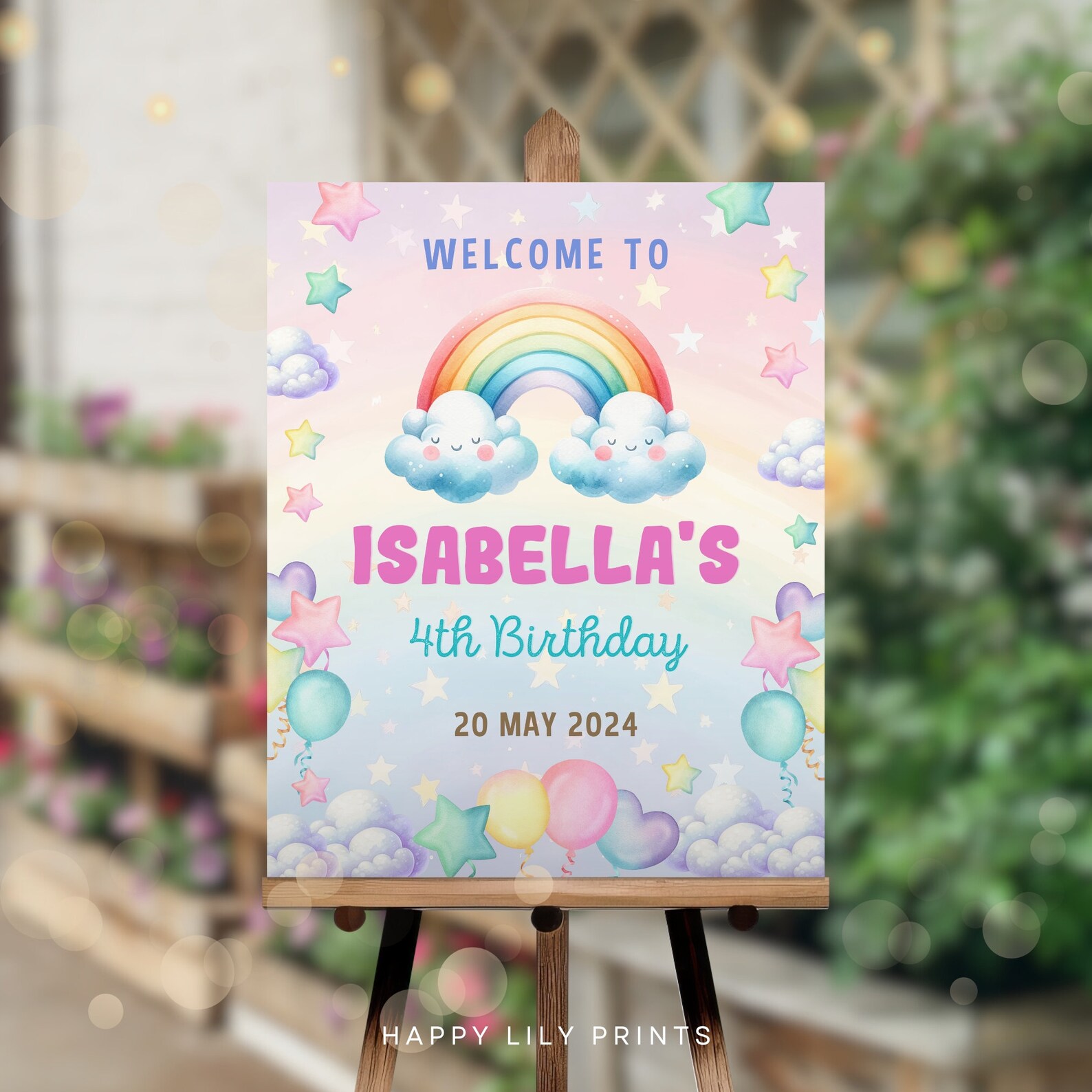 Editable Rainbow Birthday Party Welcome Sign, Rainbow Theme Welcome ...