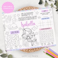 Under the Sea Mermaid Birthday Party Activity Sheet DIY Party Favors ...