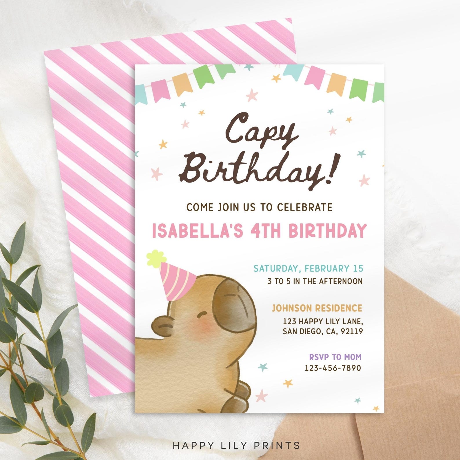 Capybara Birthday Invitation Digital, Capybara Birthday, Capy Birthday ...