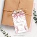 Pink Bow Thank You Tag, Editable Pink Bow Party Favors Tag, Minimalist ...