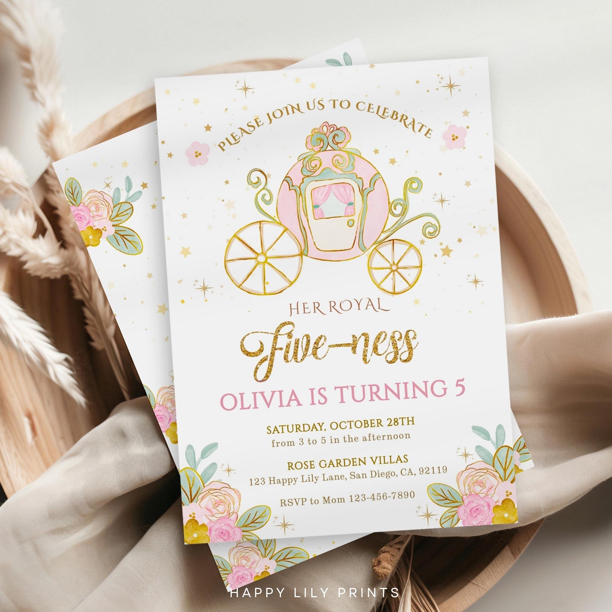Royal Fiveness Birthday Invitation, Princess Birthday, Her Royal ...