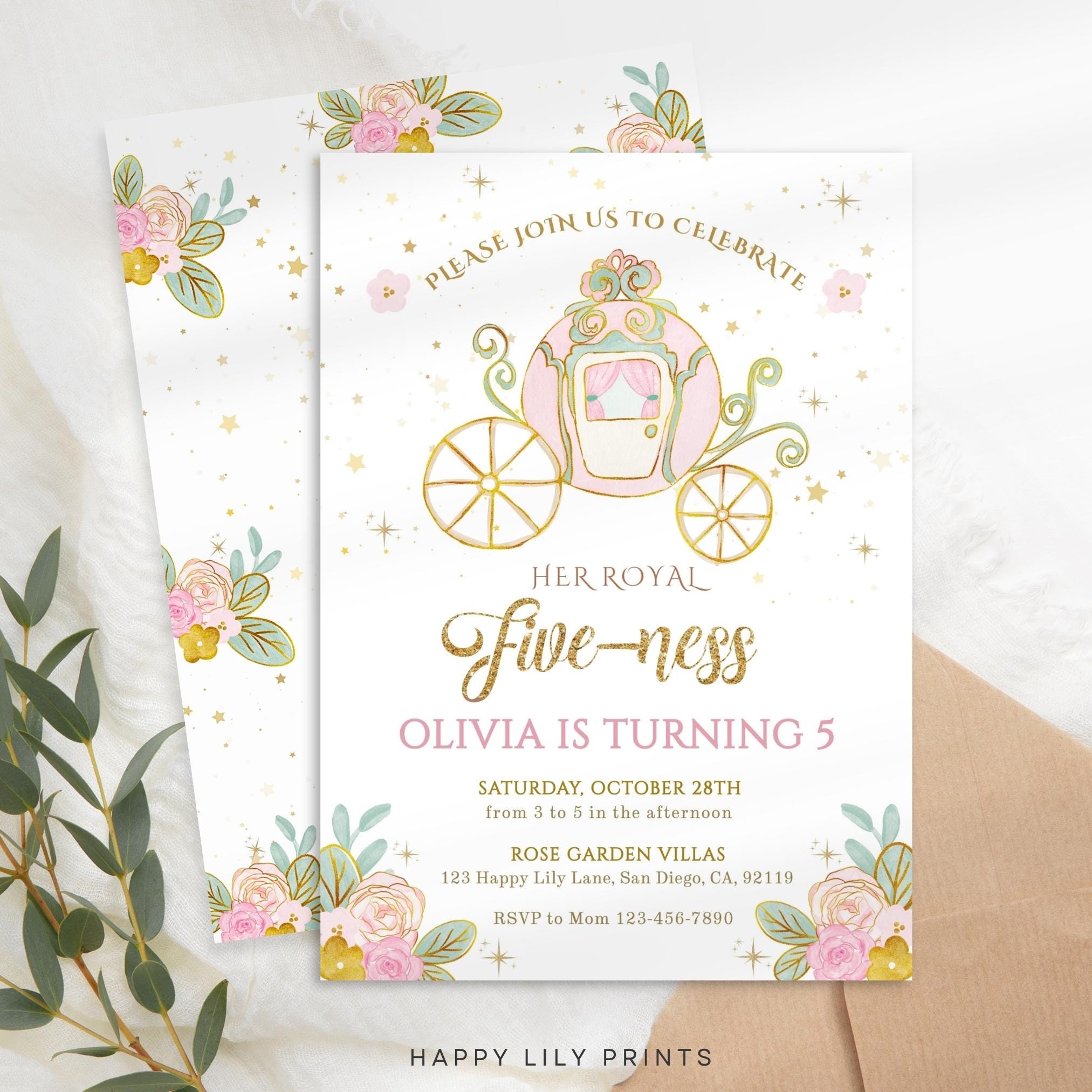 Royal Fiveness Birthday Invitation, Princess Birthday, Her Royal ...