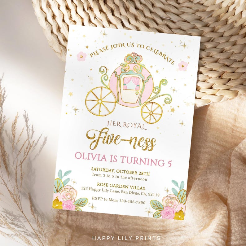 Royal Fiveness Birthday Invitation, Princess Birthday, Her Royal ...