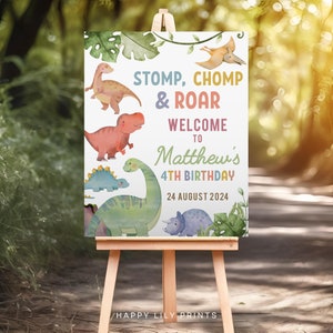 Editable Dinosaur Welcome Sign, Dinosaur Party Sign, Dinosaur Birthday ...