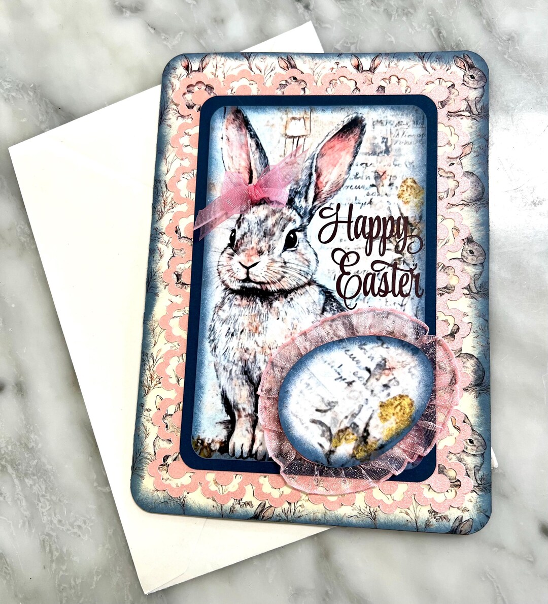 Easter Ruffled Egg Bunny Card - Etsy