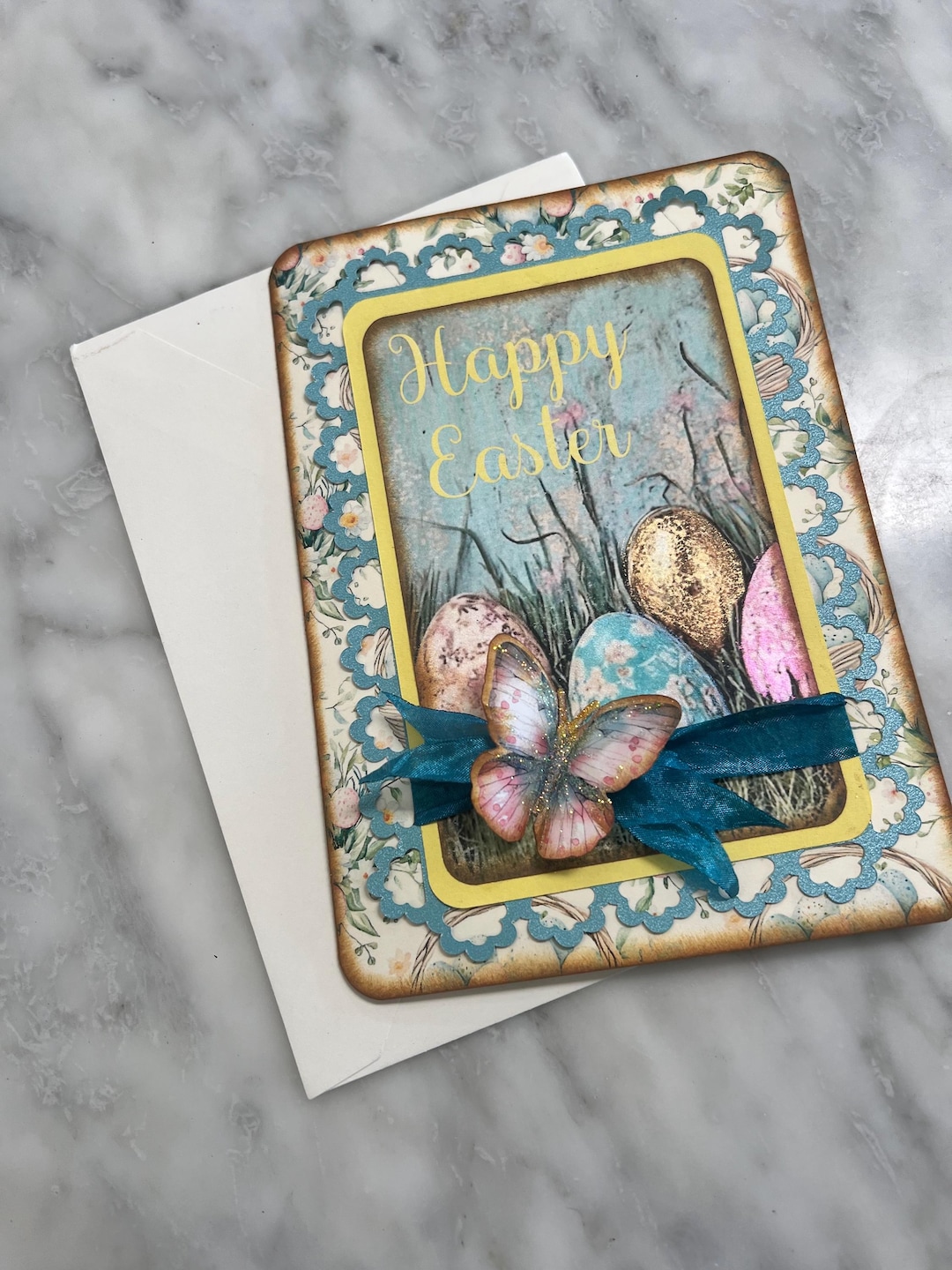 Easter Eggs and Butterfly Card - Etsy