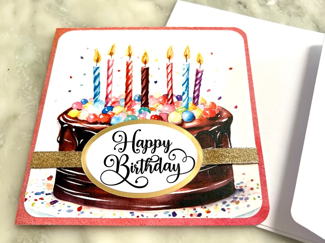 Square Birthday Cake Card - Etsy