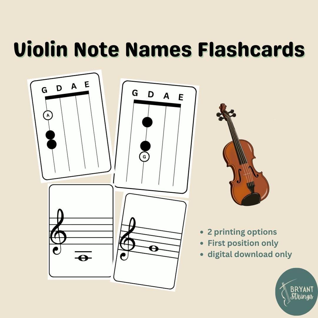 Violin Note Name Flashcards | First Position Finger Placements | Note ...
