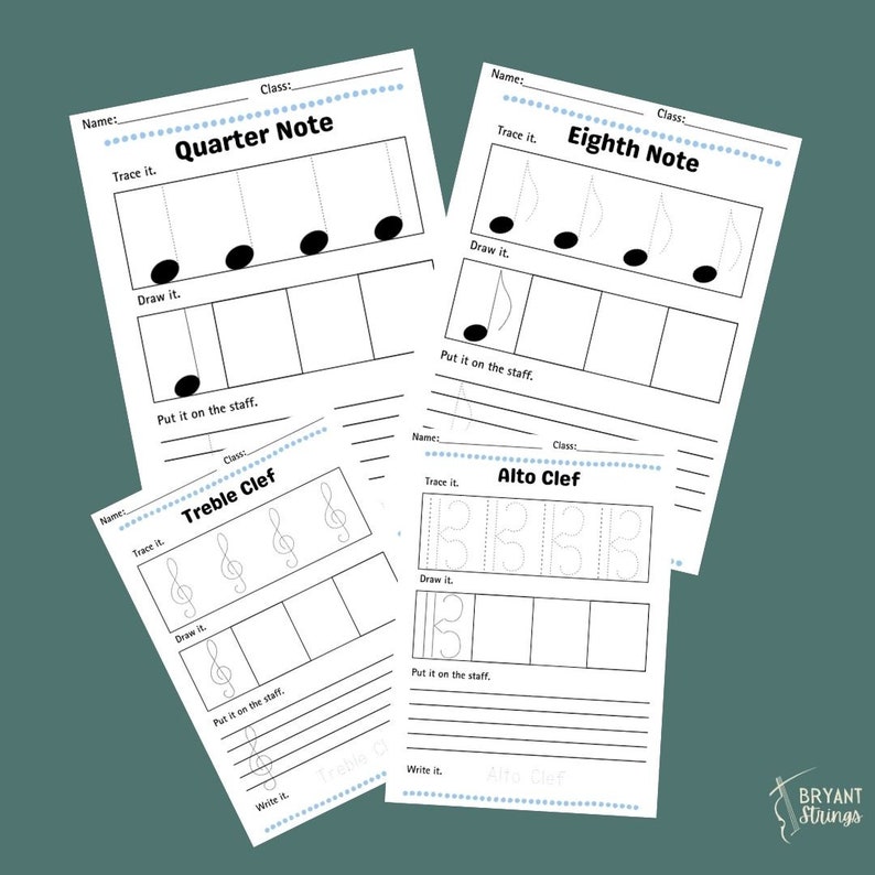 Music Notation Tracing Worksheets - Etsy