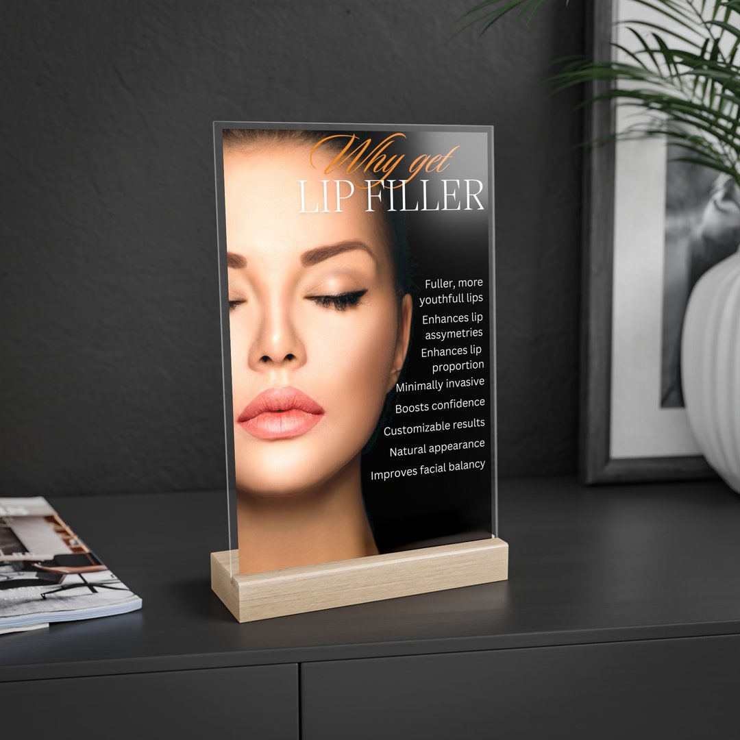 Lip Filler Acrylic Sign With Wooden Stand - Etsy