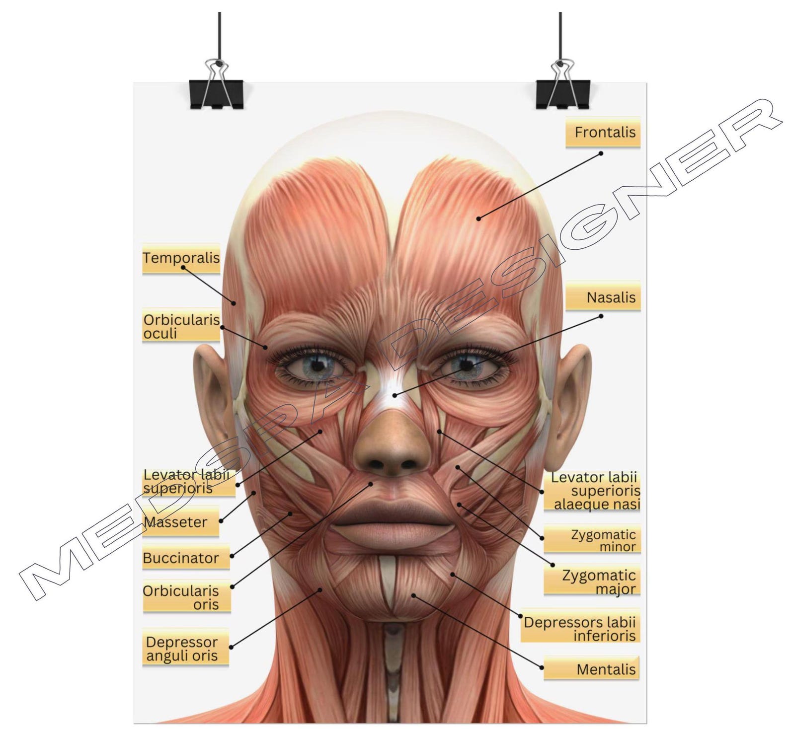 Facial Muscles Rolled Poster, Facial Anatomy Med Spa Poster ...