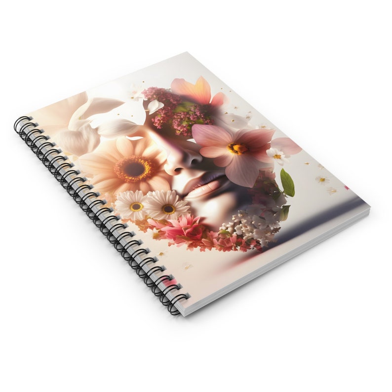 Female Face With Flowers Spiral Notebook - Ruled Line, Aesthetician ...