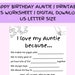 Happy Birthday Gift to My Aunt | Worksheet for Kids | Fill in the ...