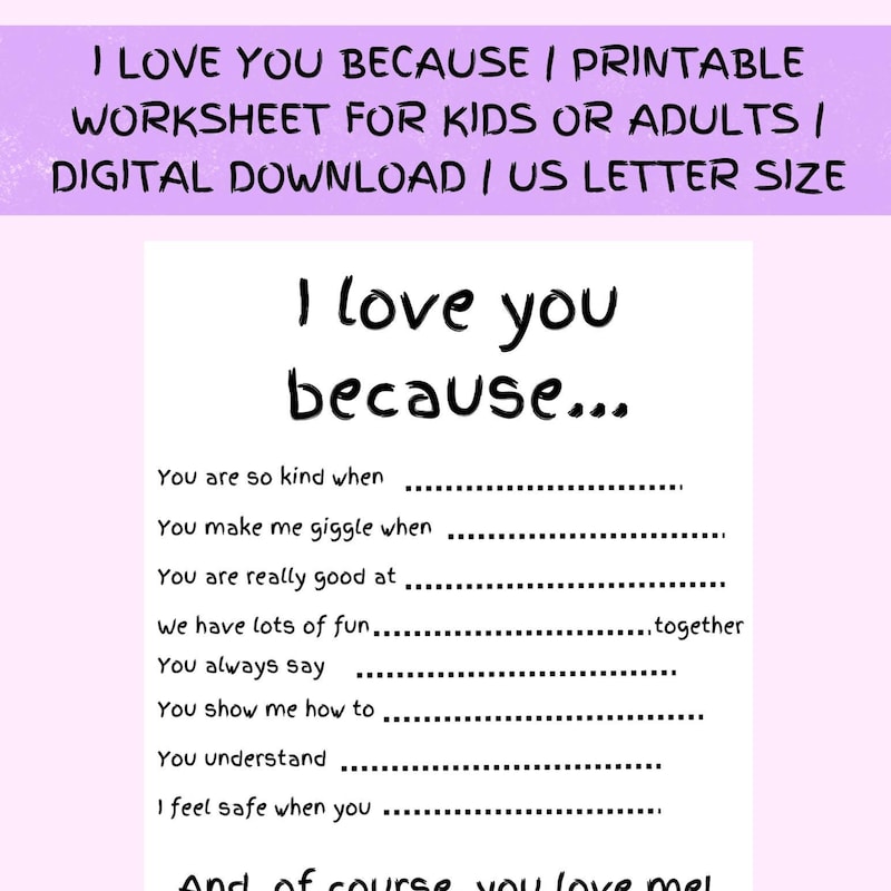 I Love You Because - Etsy