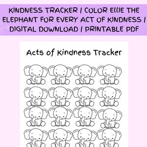Kindness Tracker | Color Ellie the Elephant With Each Act of Kindness ...