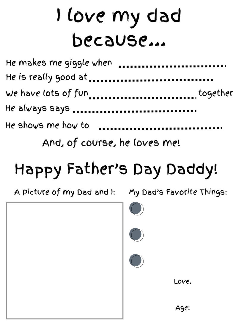 Father's Day Gift Worksheet | Fill in the Blanks | for Kids | Digital ...