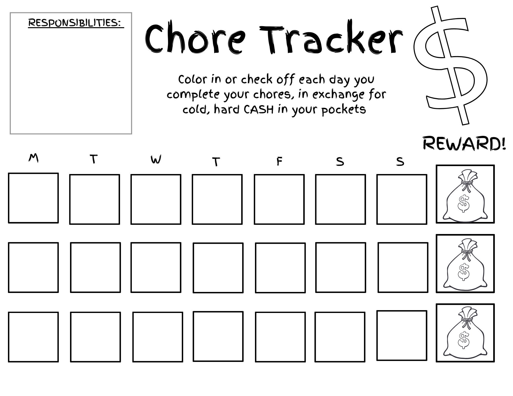 Kids Chore Tracker | Weekly Reward Chart | Printable PDF - Etsy