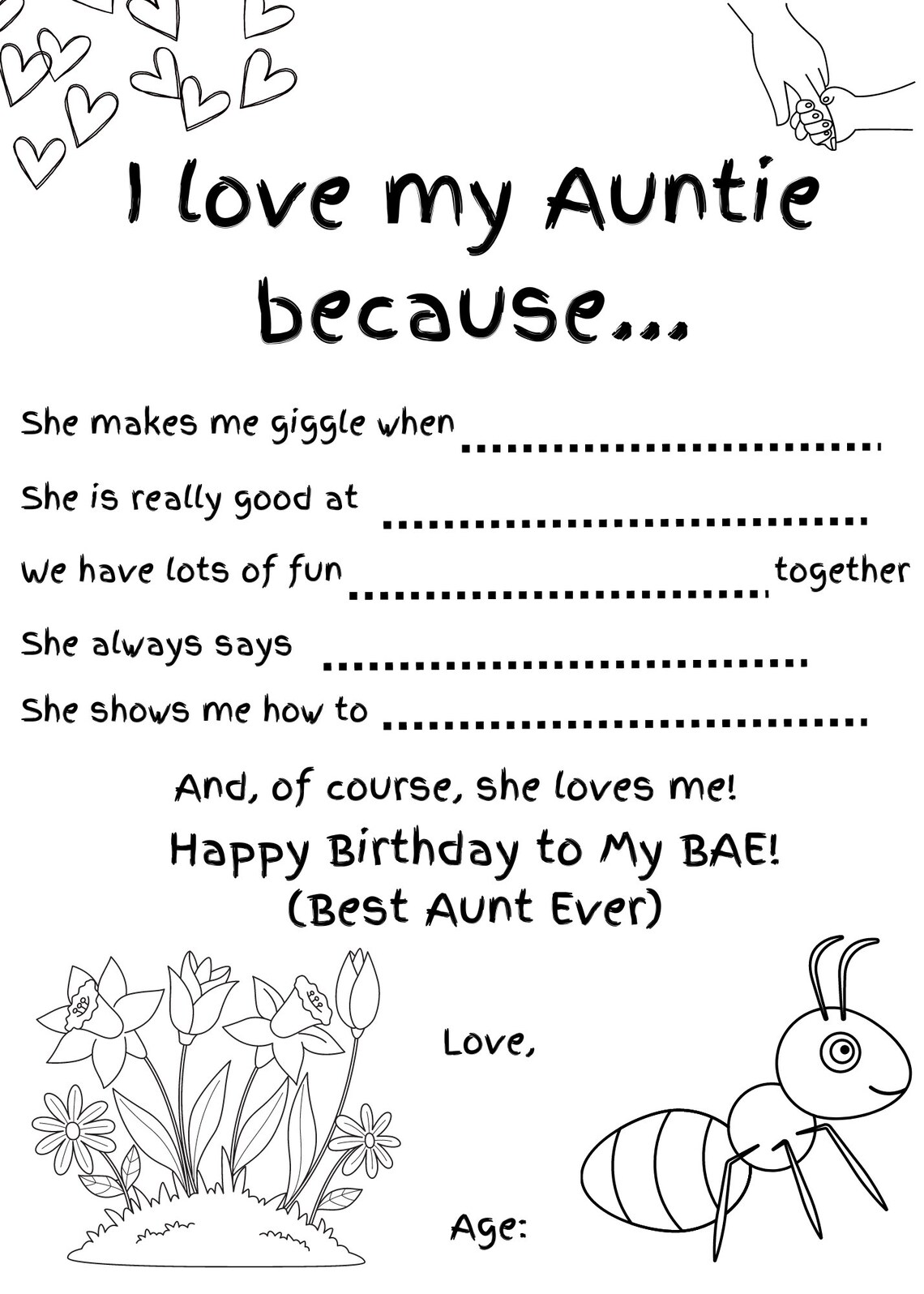 Happy Birthday Gift to My Aunt | Worksheet for Kids | Fill in the ...