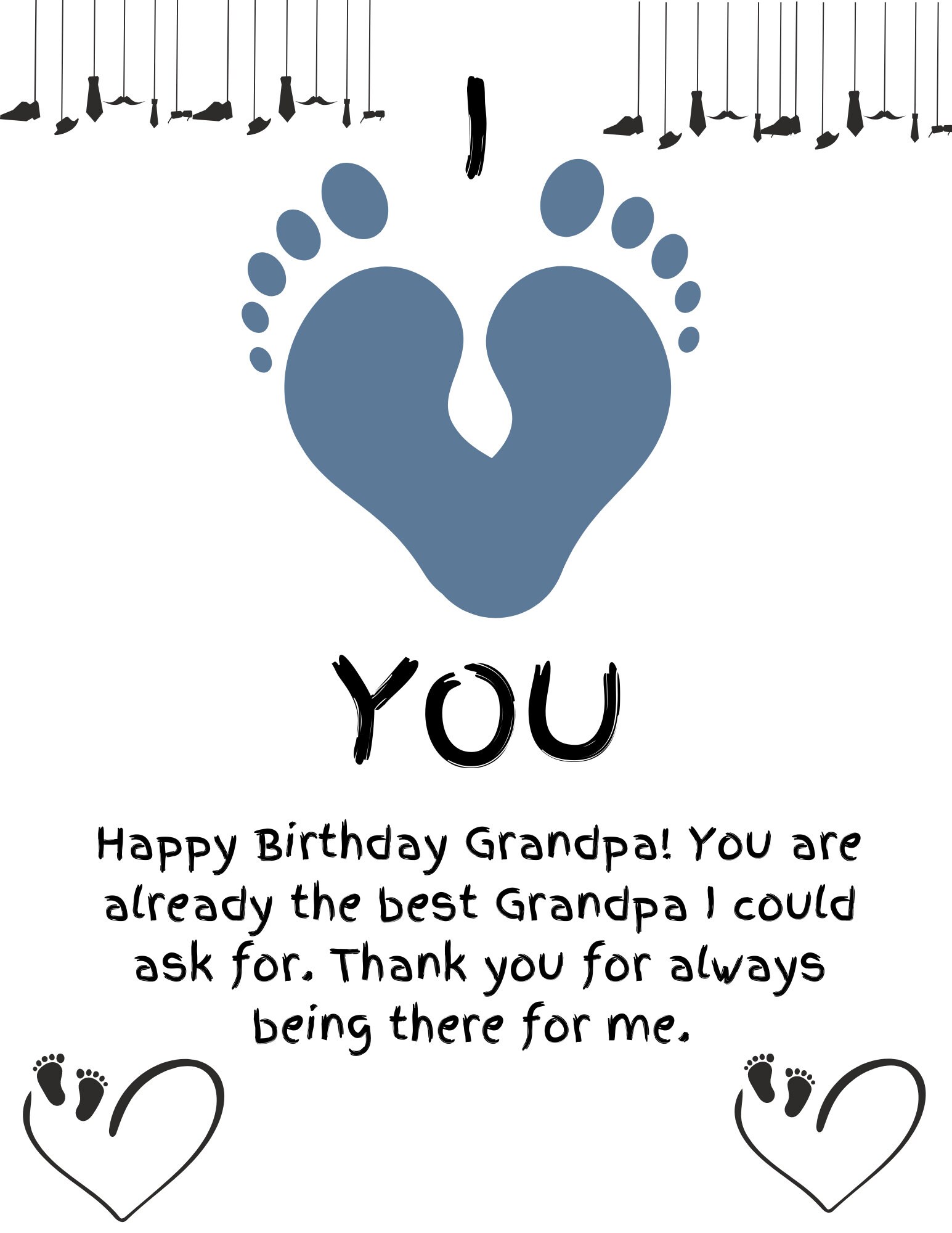 Happy Birthday Gift to Grandpa | Printable Craft | Baby Footprint Art ...
