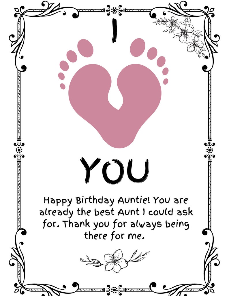 Happy Birthday Gift to Aunt | Printable Craft | Newborn Baby Footprint ...