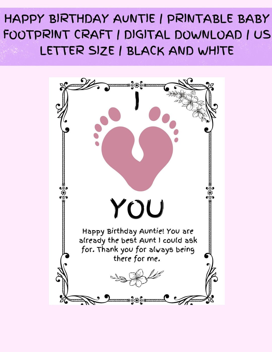 Happy Birthday Gift to Aunt | Printable Craft | Newborn Baby Footprint ...