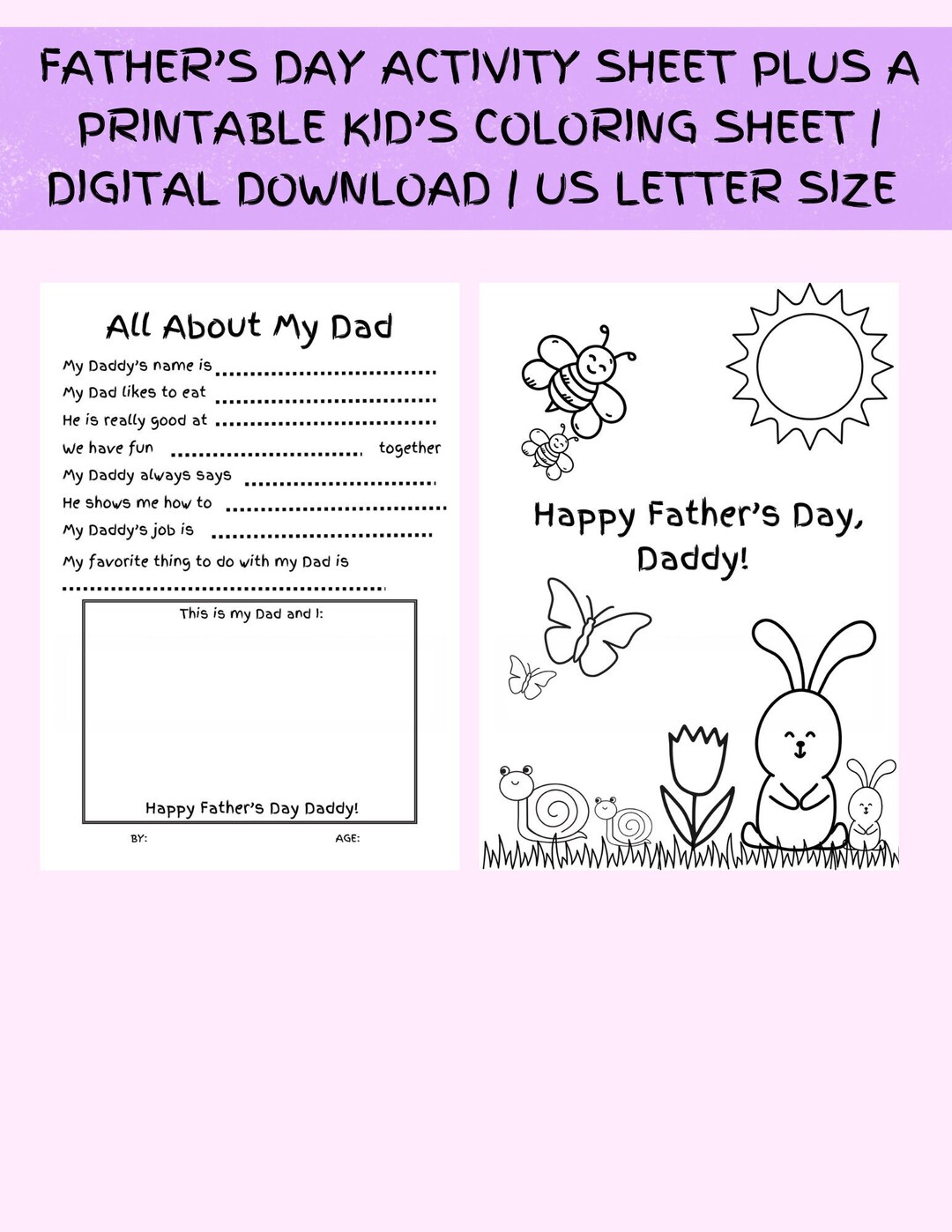 All About My Dad Father's Day Questionnaire | Fill in the Blanks | Easy ...