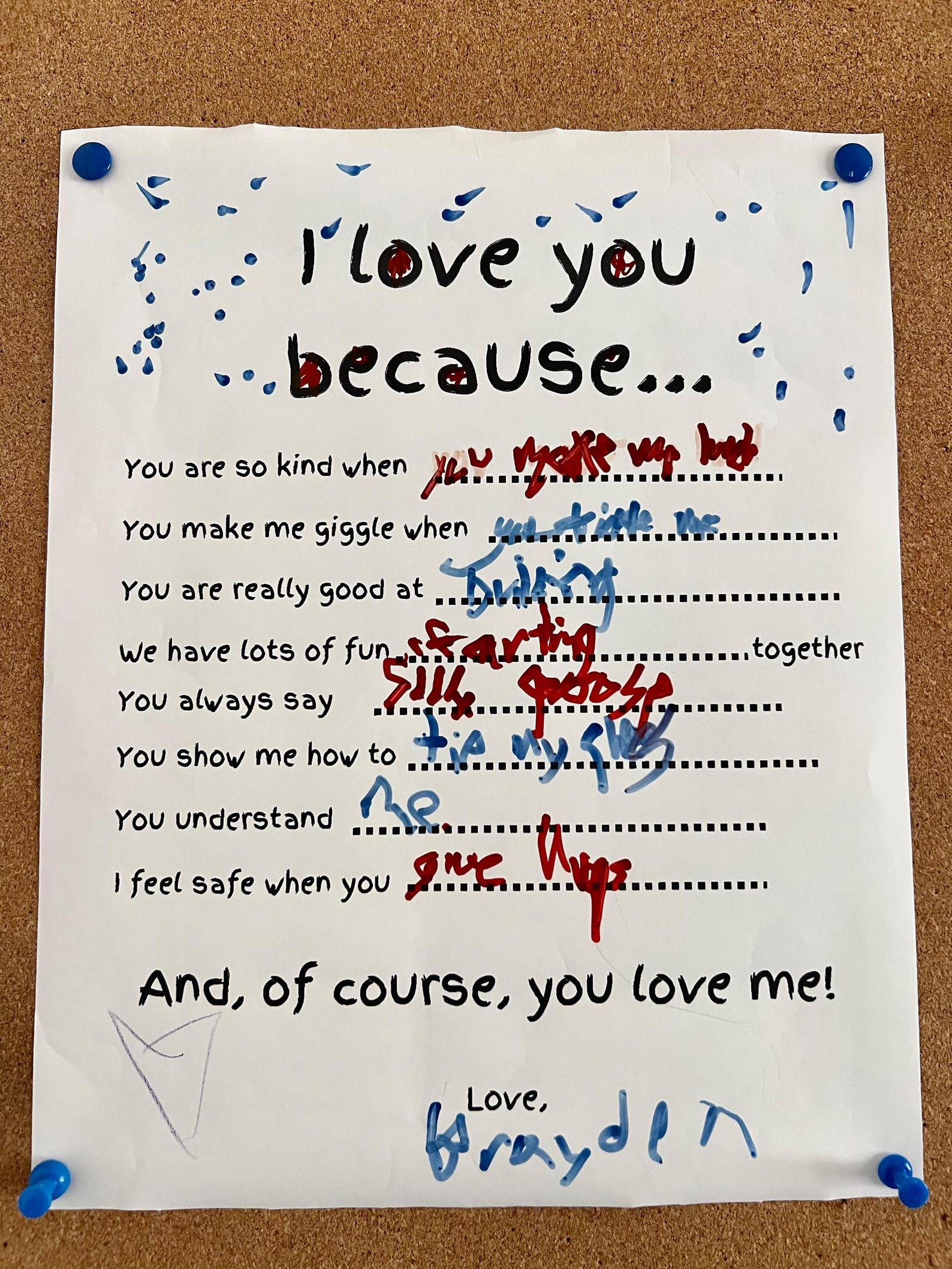 I Love You Because | Printable Gift | Worksheet for Kids or Adults ...