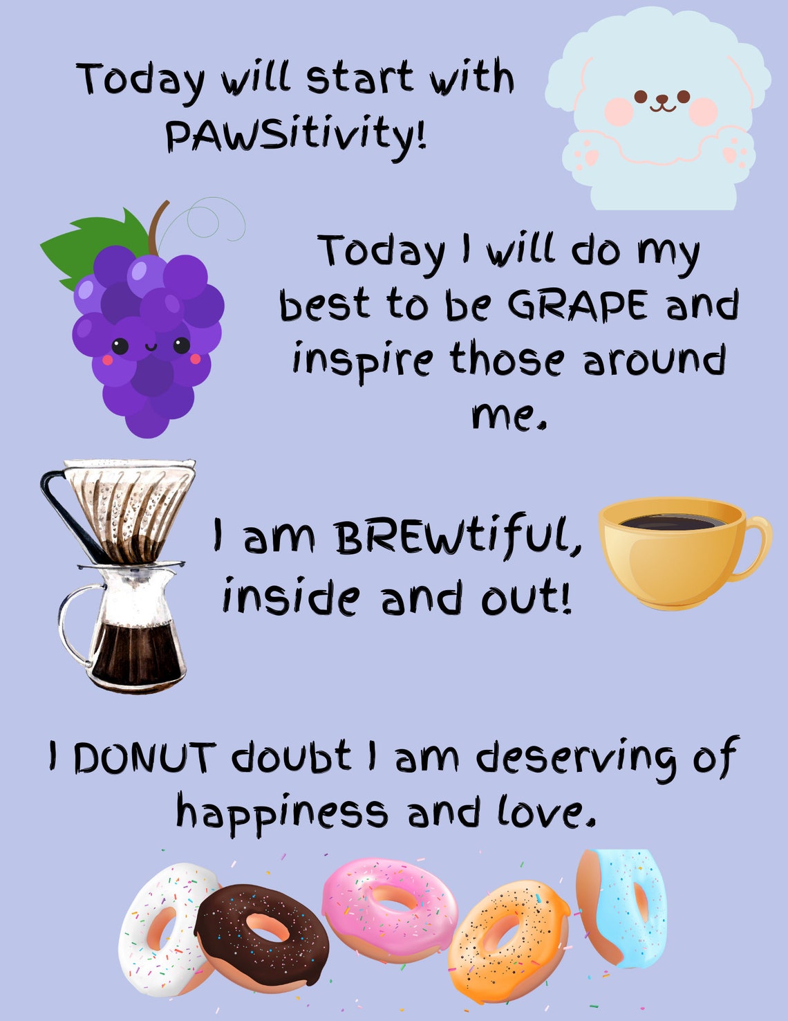 Punny Positive Self Talk Poster | Daily Affirmations | Printable PDF ...