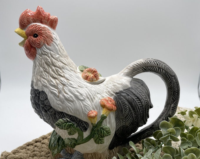 Vintage Rooster Pitcher Teapot Pourer, Chicken Decor, Farmhouse Kitchen ...