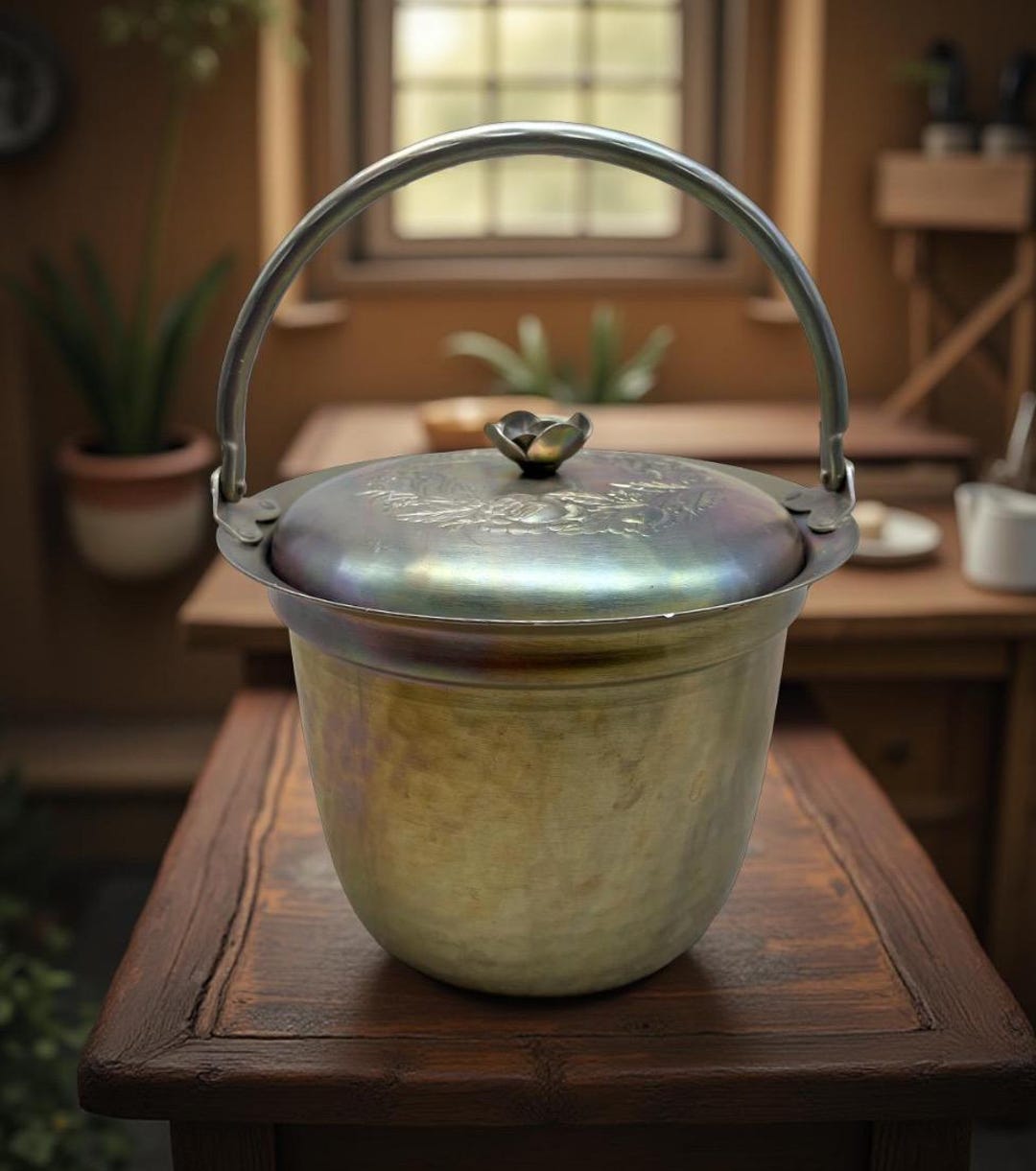 1940 Everlast Ice Bucket Preserver With Pyrex Glass Insert, Hammered ...