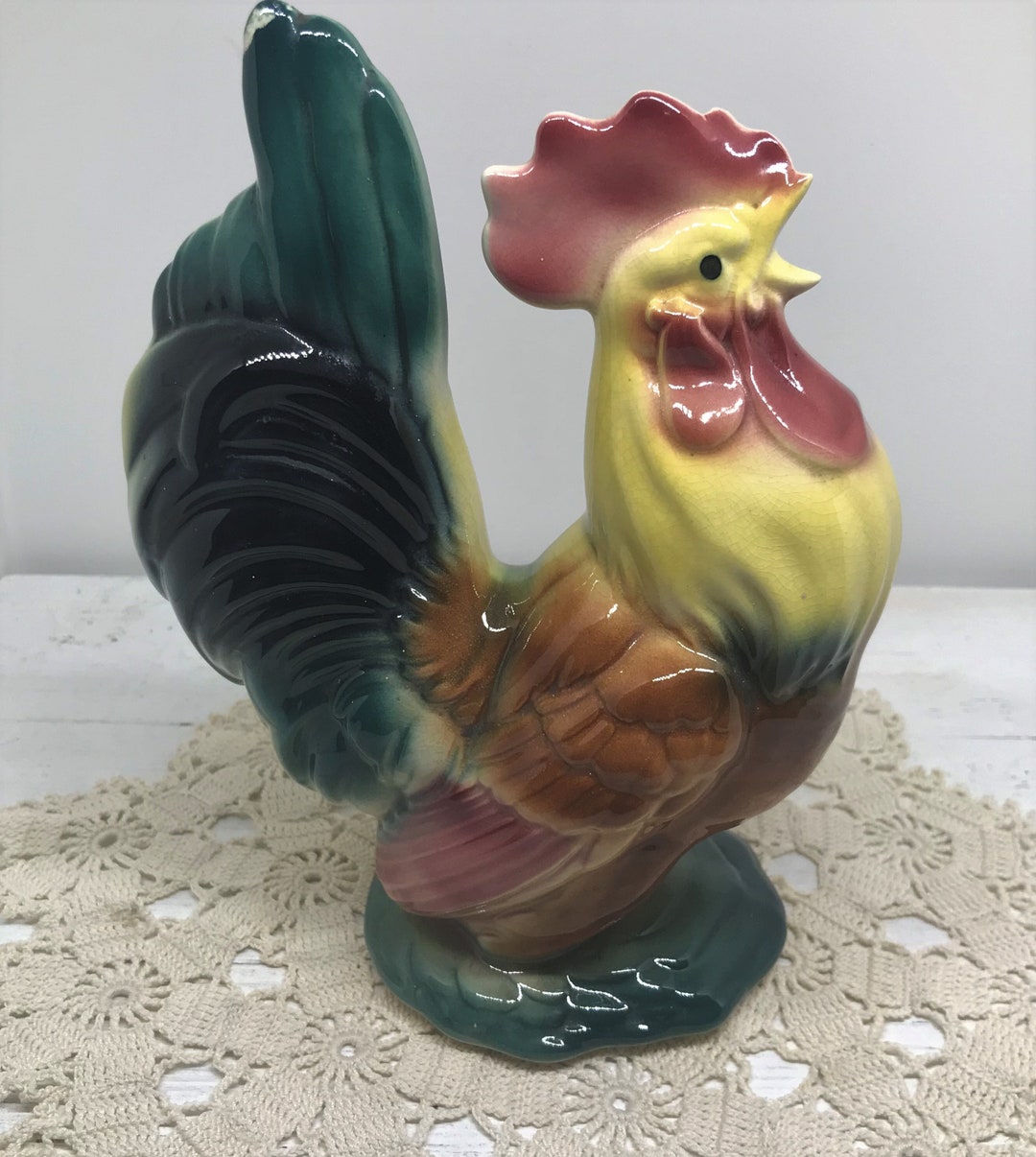 Vintage Rooster Figurine Statue, Copley Crowing Rooster, Farmhouse ...