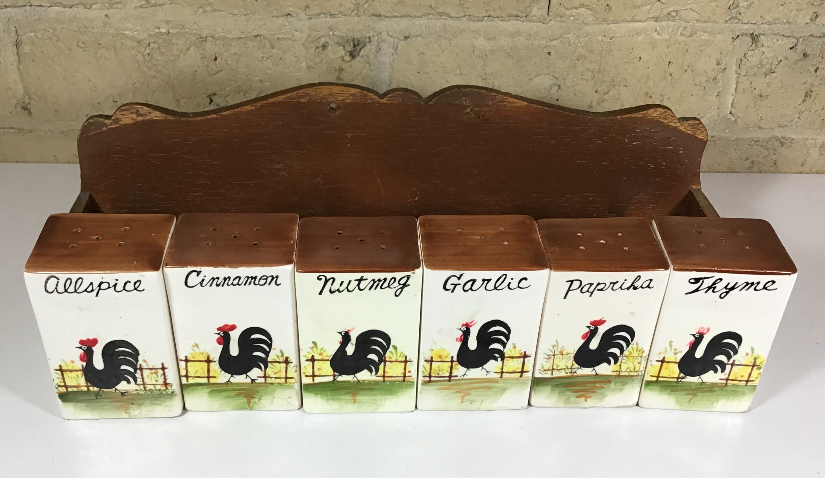 Vintage Rooster Spice Rack Wood Rack With 6 Hand Painted | Etsy
