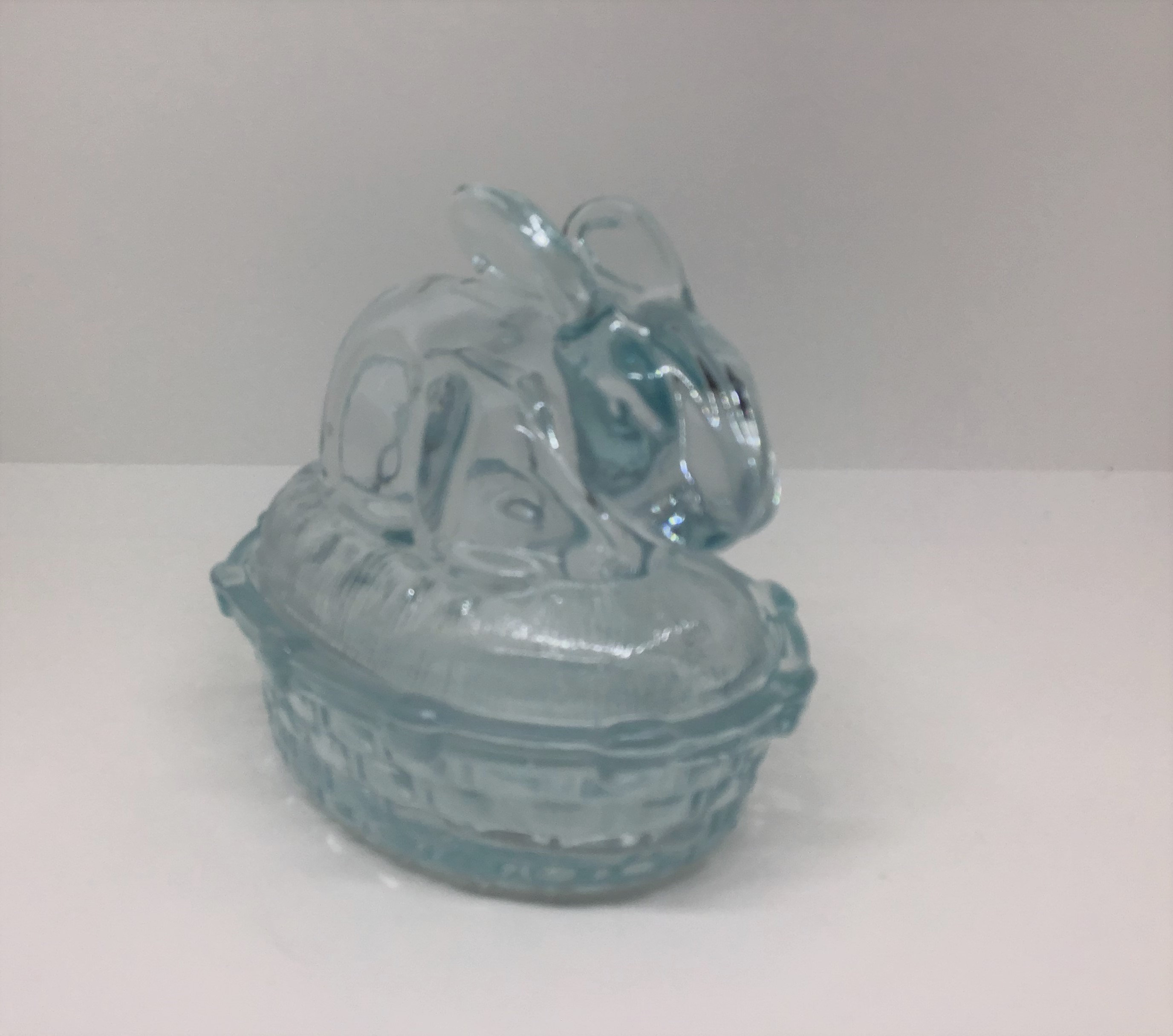 Blue Glass Bunny Rabbit Dish With Lid Bunny on a Nest Dish - Etsy