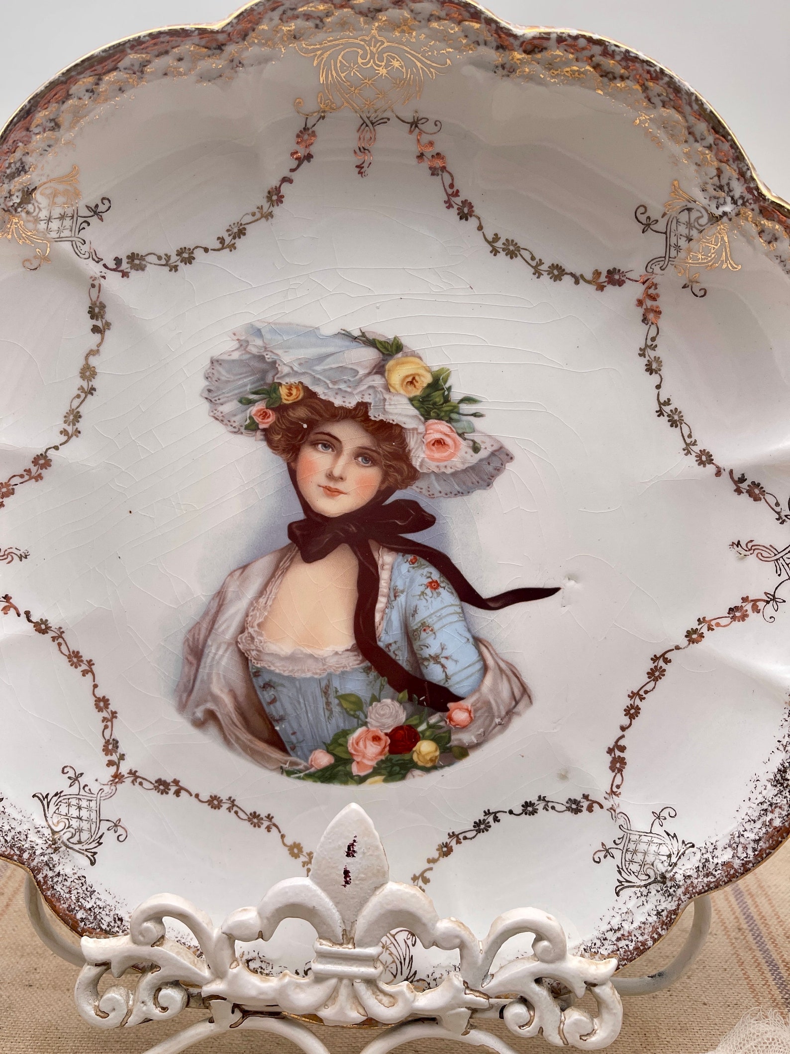 Vintage Victorian Plate, Cameo of a Lady, Roses, Portrait Plate ...