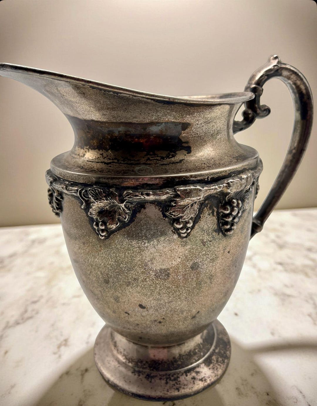 Vintage LB Silver Plated Water Pitcher From the Victorian Era, Grape ...