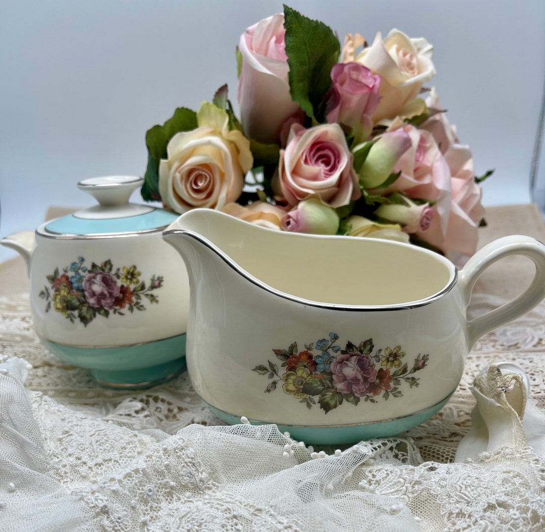 Vintage Creamer and Sugar Bowl Set, Cunningham and Pickett, Danube ...