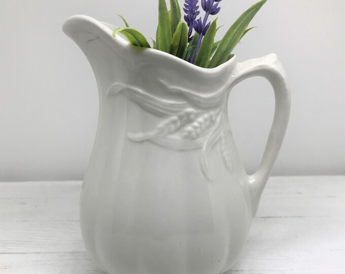 White Small Ironstone English Pitcher, Vintage Weatherby Hanley White ...