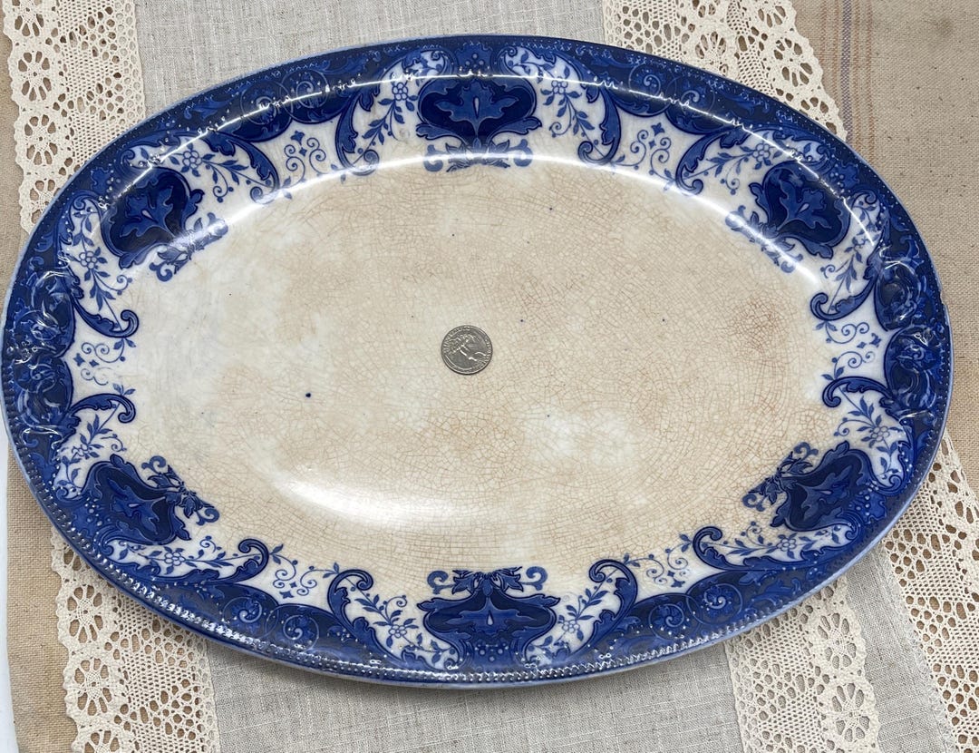 Vintage Large Ironstone Platter, Blue and White, JG Meakin, Well ...