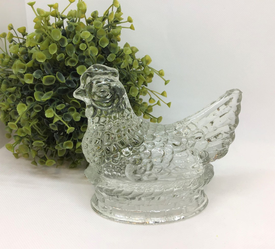 Crystal Glass Chicken Candy Container, J. H. Millstein Co., Jeannette ...