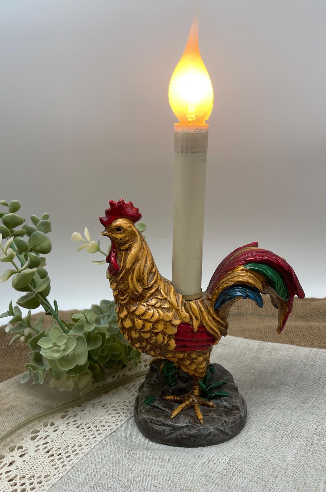 Vintage Rooster Accent Lamp, Farmhouse Lamp Decor, Chicken Rooster ...