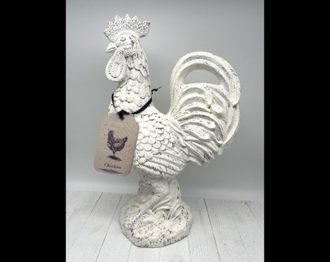 Tall Chicken Rooster, White Tall Statue, Rooster Chicken Decor ...