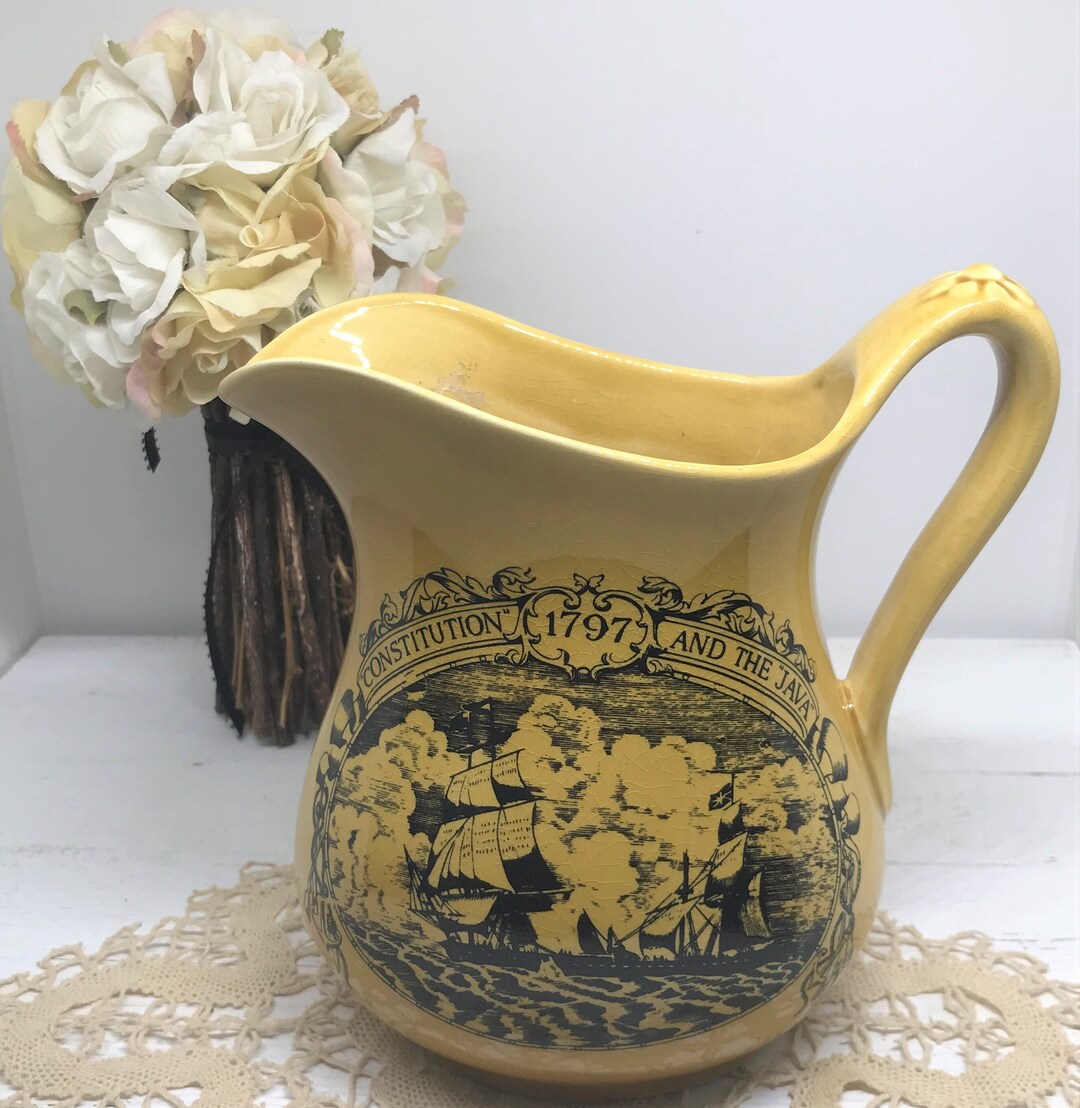 Royal Crownford Ironstone Pitcher England 1797 Constitution & Java ...