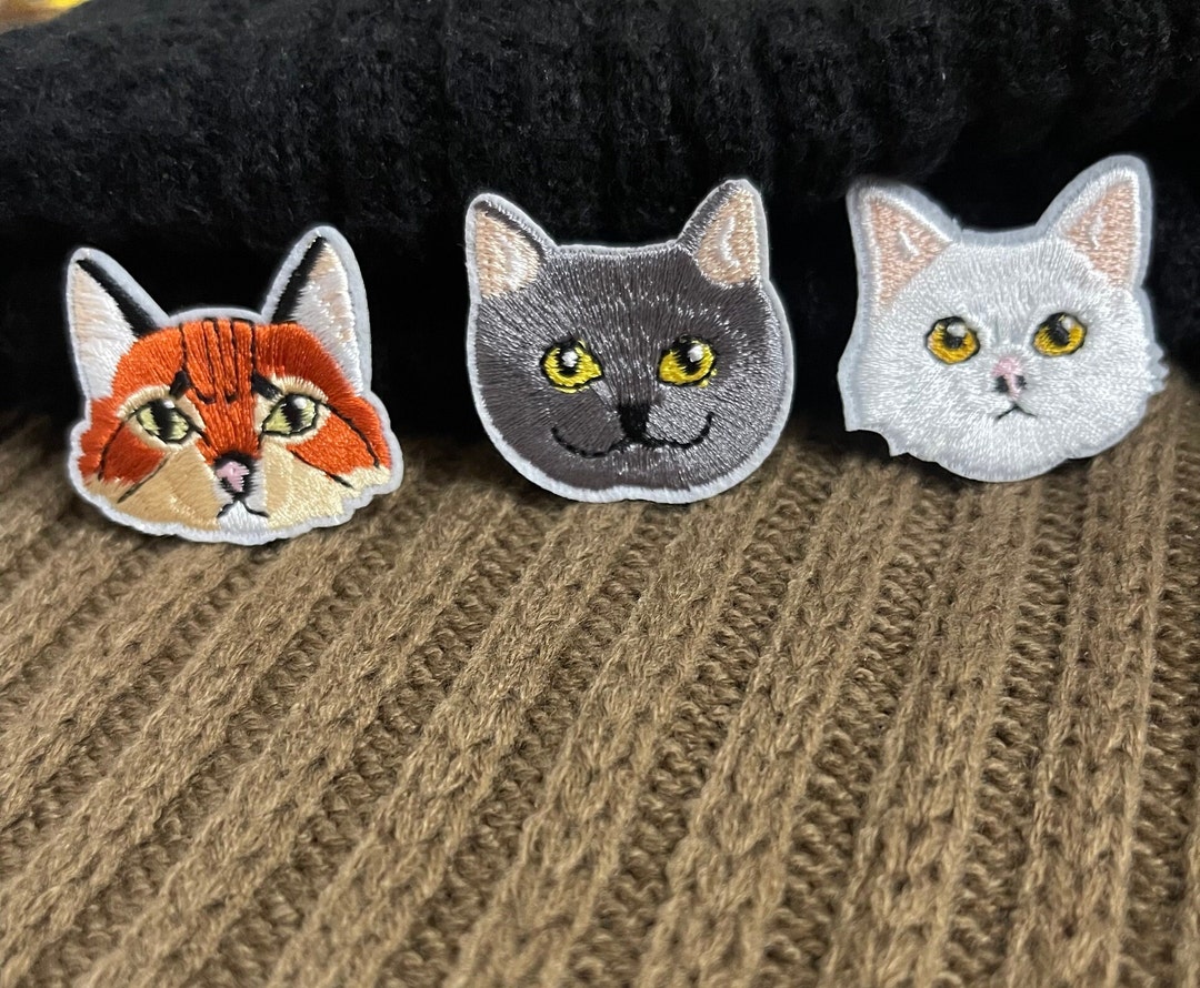Kitten Head Iron on Patch,embroidered Cat Applique Patch,sew on Patches ...
