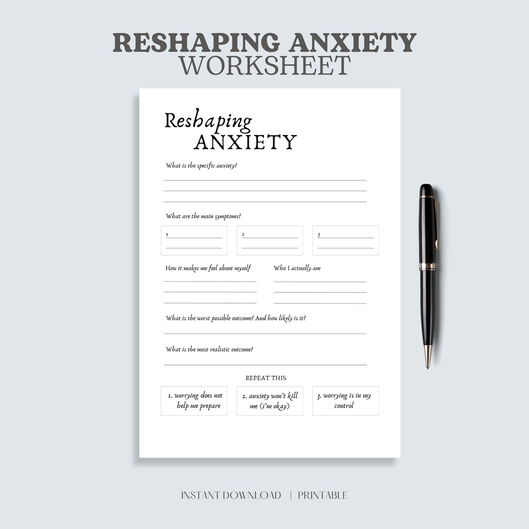 Reshaping Anxiety Worksheet | Reform Anxiety, Anxiety Tracker, Anxiety ...