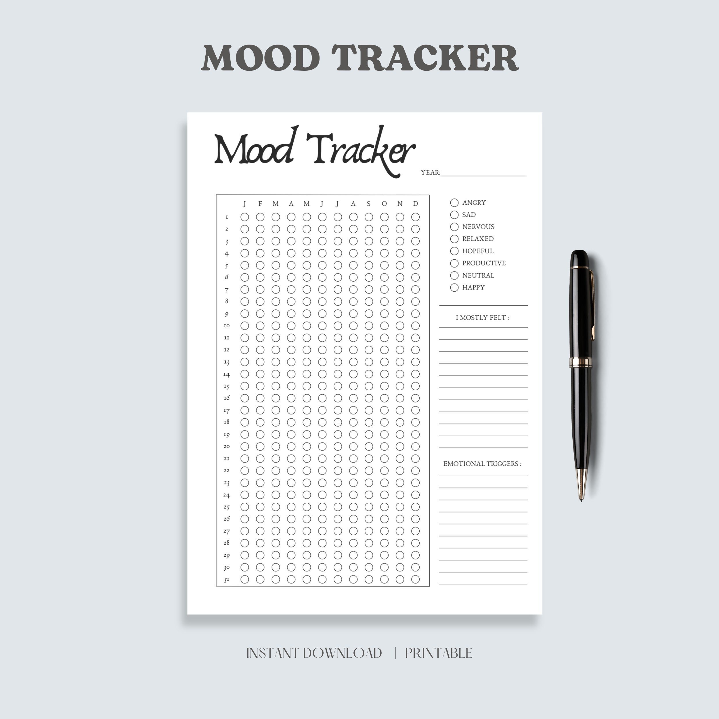Mood Tracker | Emotion Tracker, Habit Tracker, Emotions Template ...