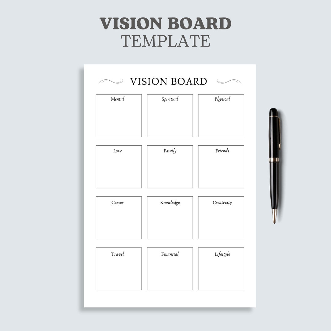 Vision Board Template Goal Planner, Manifestation, Visualisation, Self ...